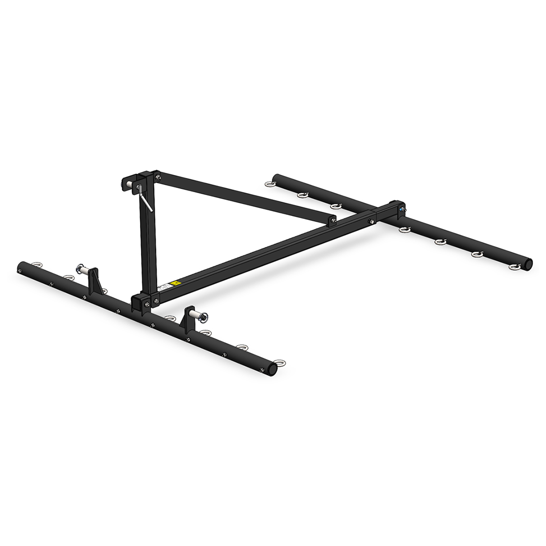 Three-point linkage frame for harrow mat, telescopic